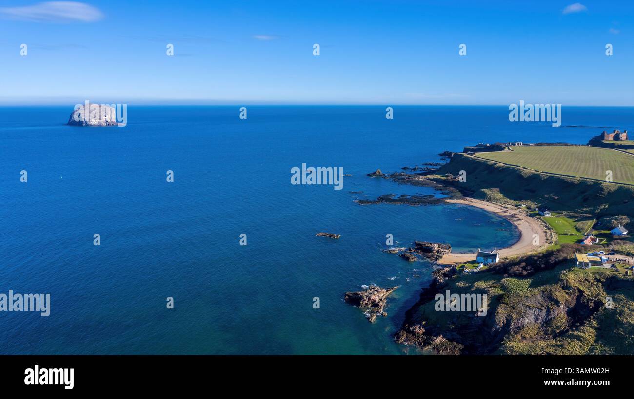 Aerial view of beautiful Canty Bay, North Berwick, Scotland Stock Photo ...