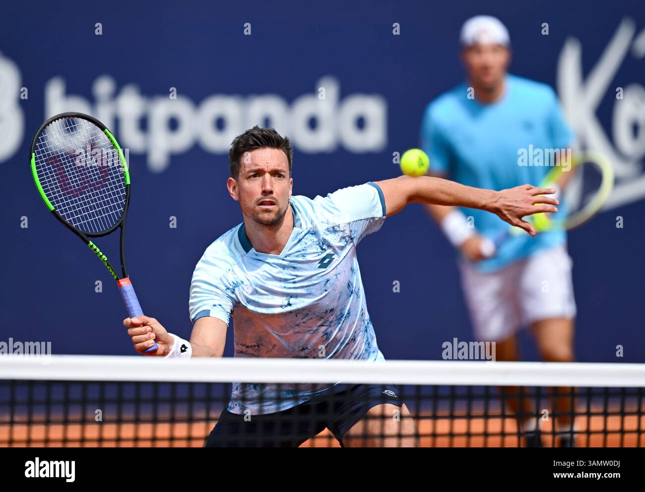 Munich, Germany. 14th Apr, 2025. Tennis, ATP Tour - Munich, doubles, men, 1st round. Gille ...