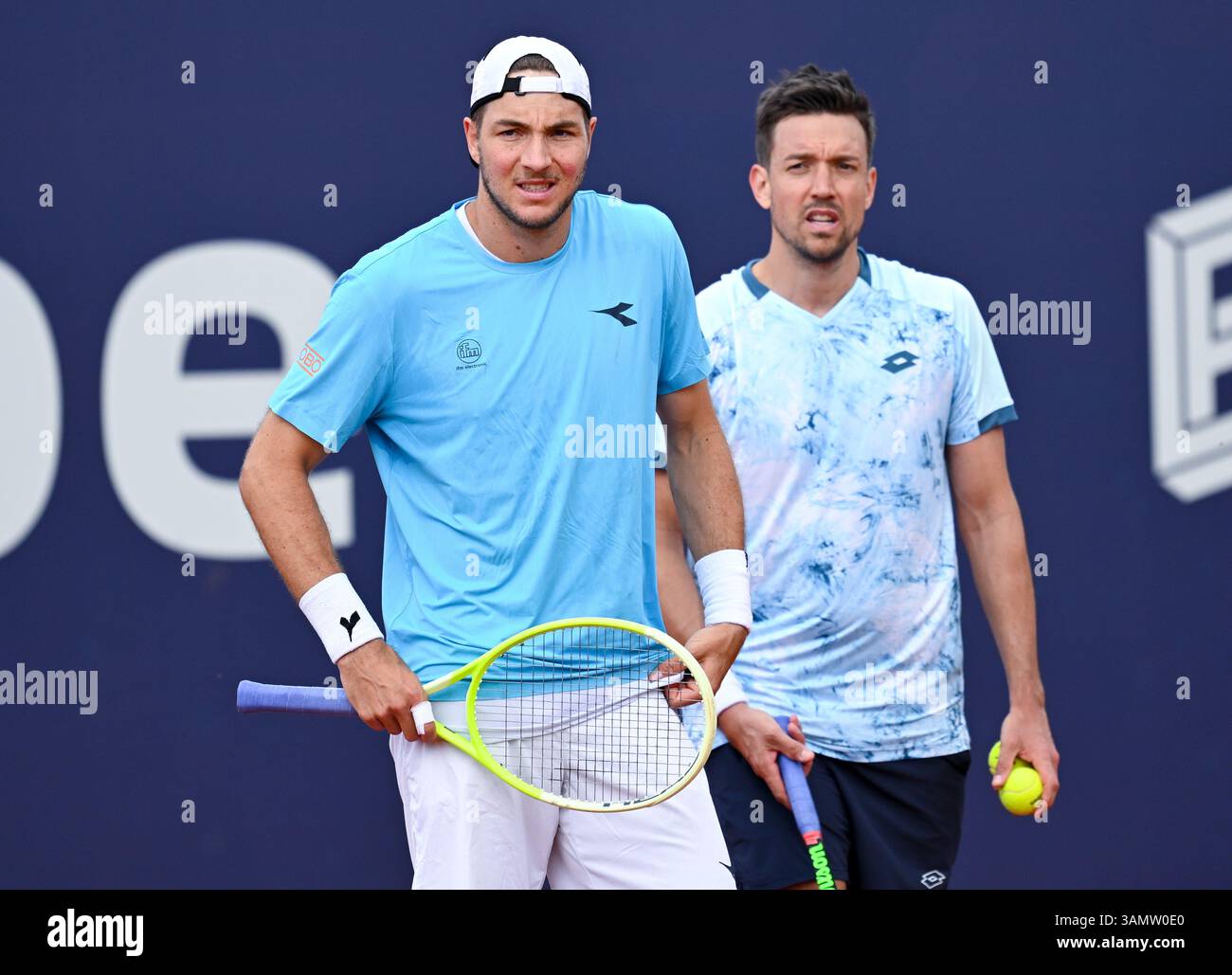Munich, Germany. 14th Apr, 2025. Tennis, ATP Tour - Munich, doubles, men, 1st round. Gille ...