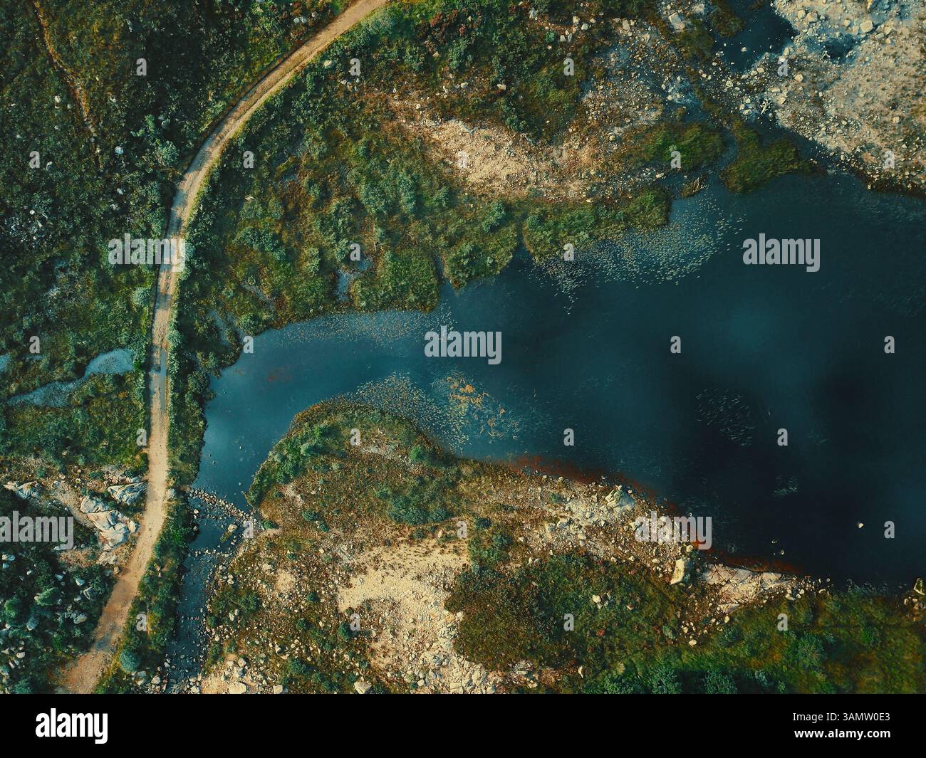 Aerial view of part of Loch Cluanie water reservoir near Inverness ...