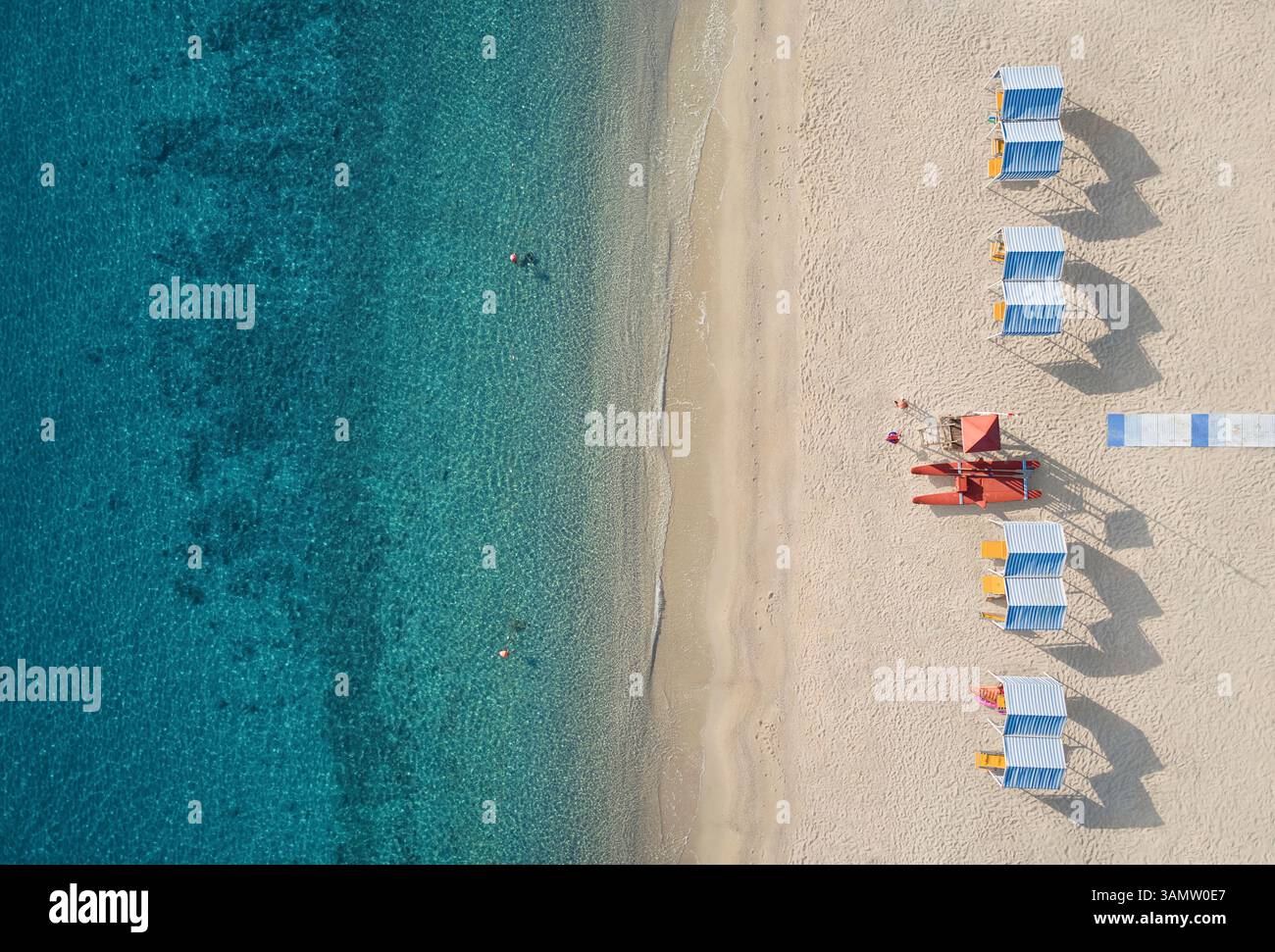 Aerial view of a beautiful coastal landscape of a sandy seashore with ...