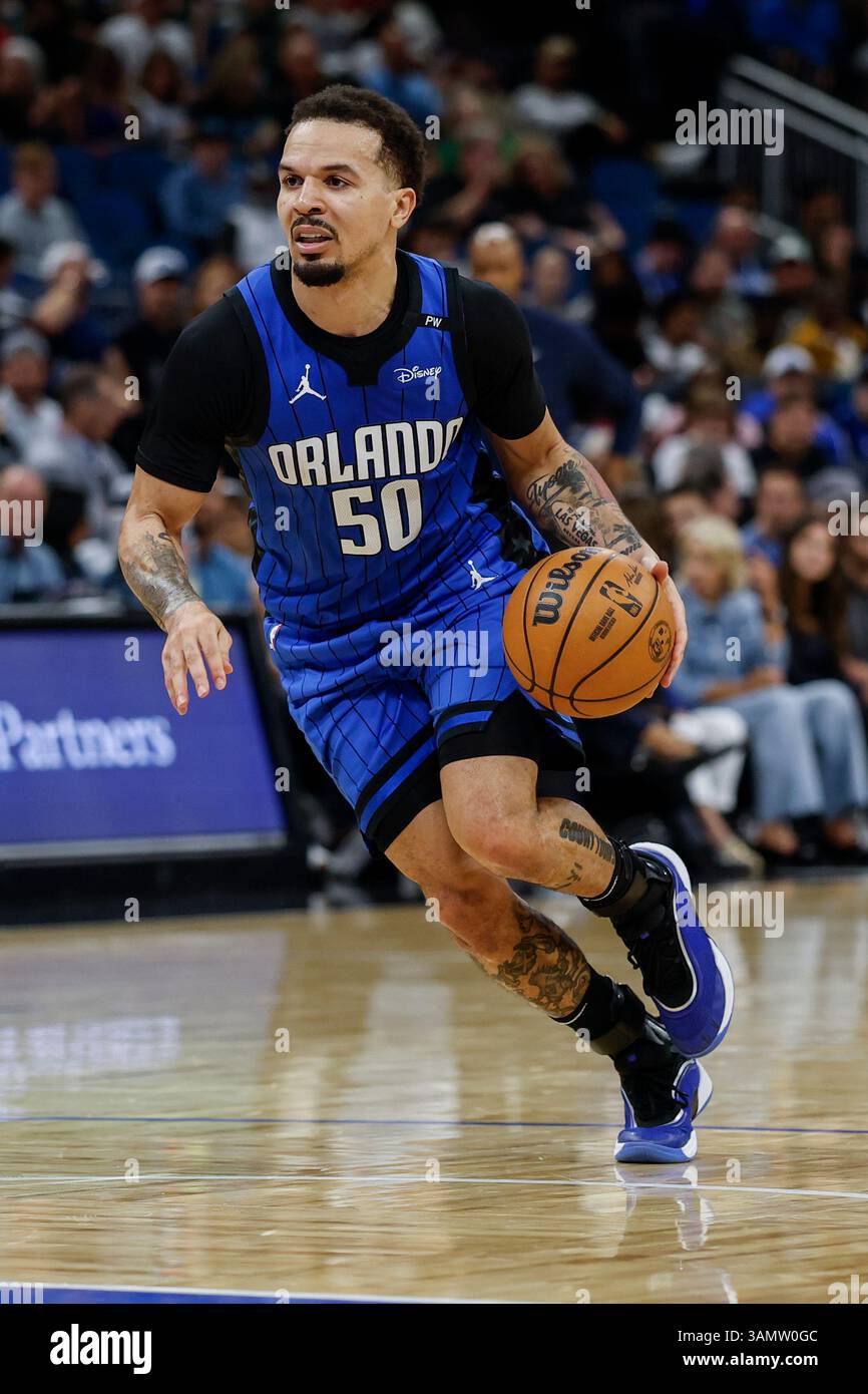 Orlando Magic guard Cole Anthony (50) brings the ball downcourt against ...
