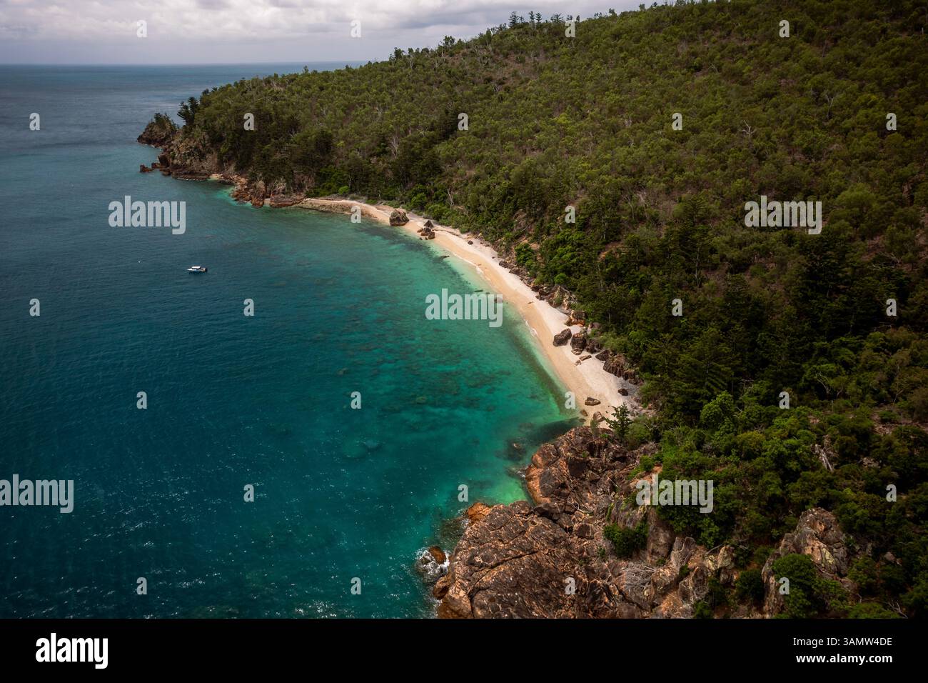 Aerial view of Blue Pearl Bay, Whitsundays Islands, Australia Stock ...