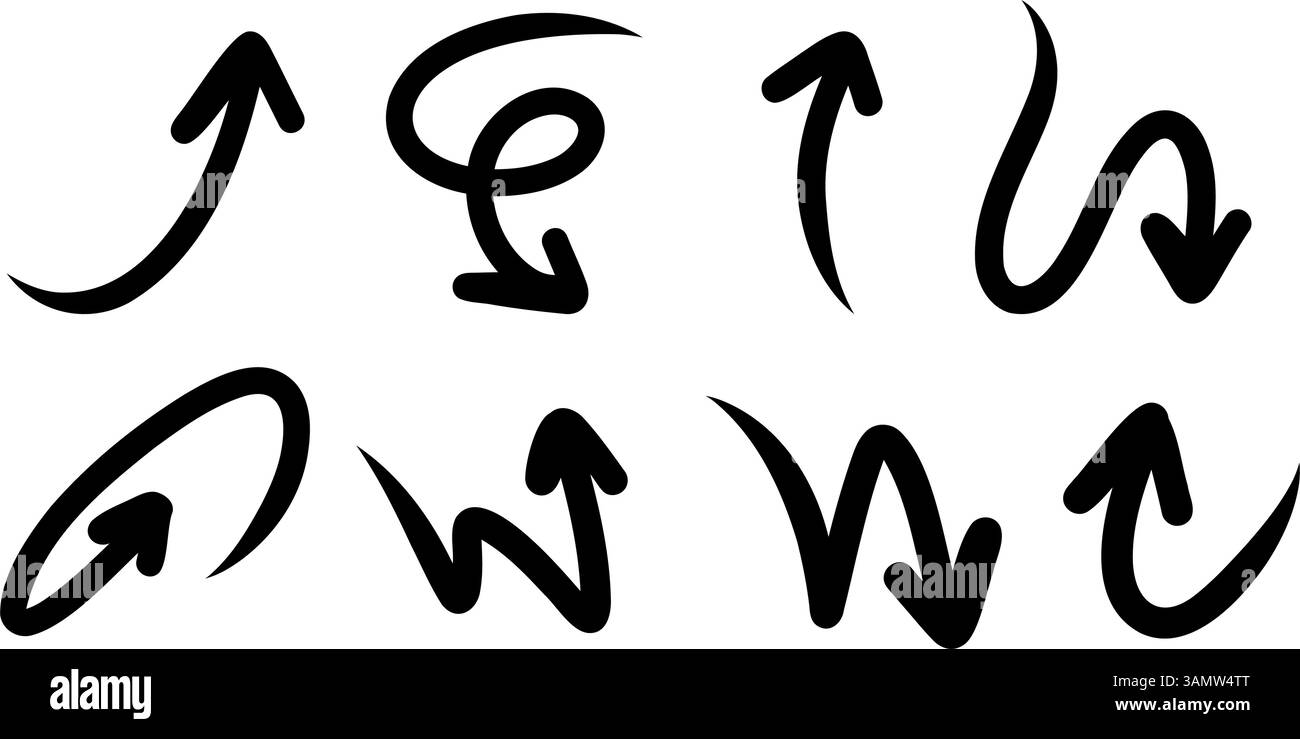 Various hand-drawn arrows illustrate direction and movement creatively ...