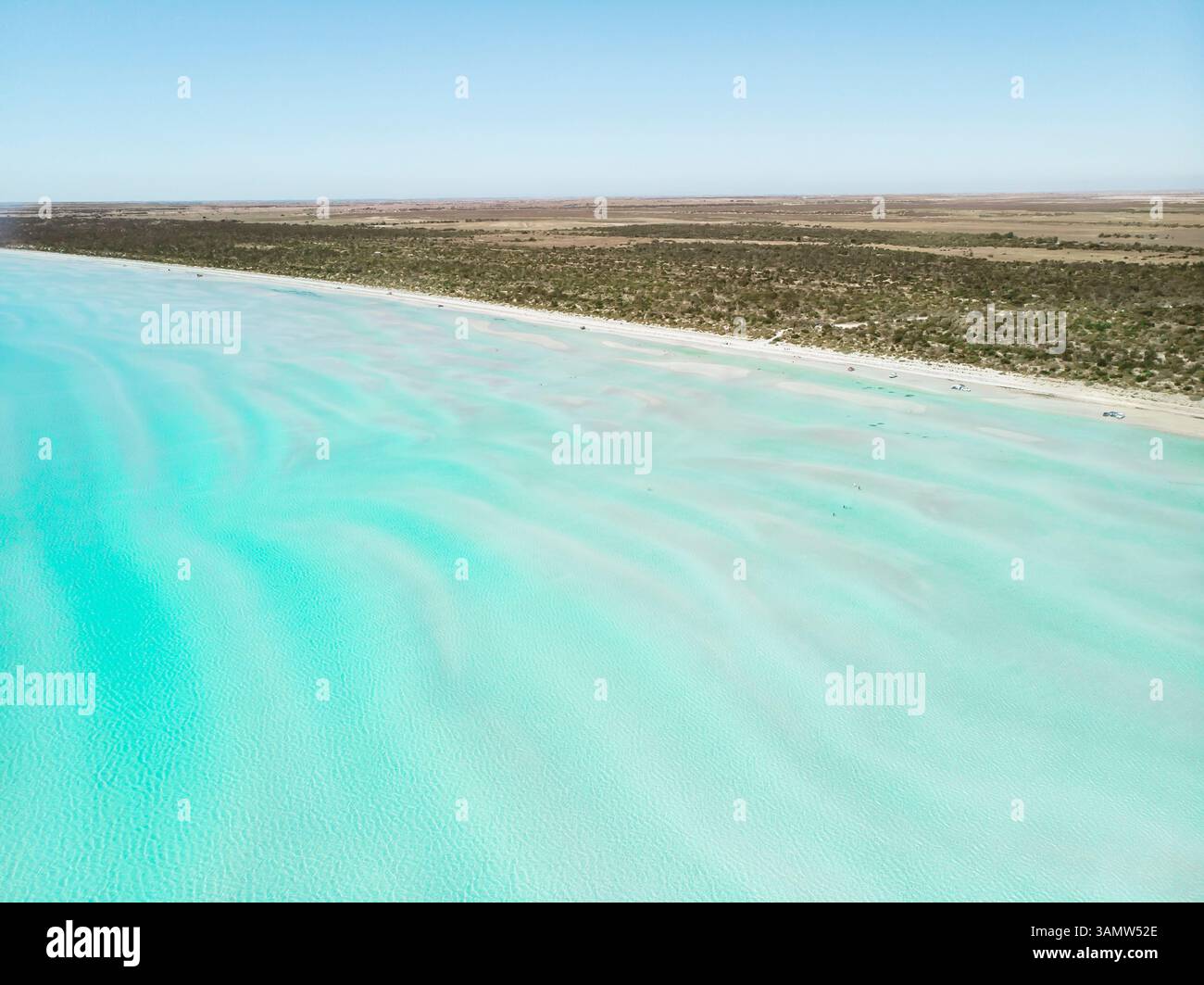Aerial view of Flaherty Beach with sand banks forming a pattern i the ...