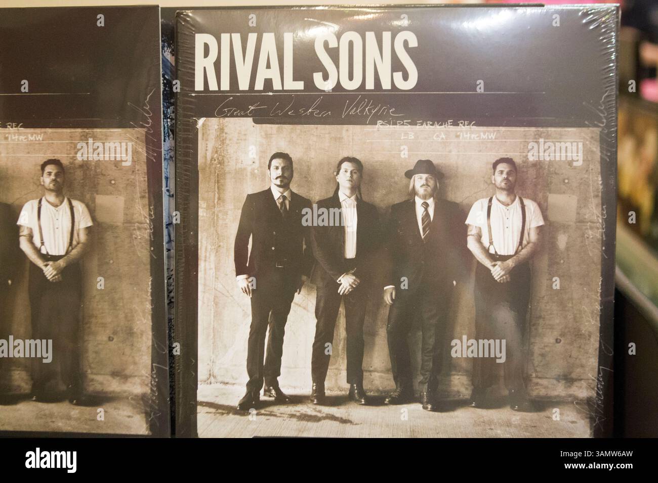 Rival Sons sing and sign their latest album at HMV Manchester, UK Stock ...