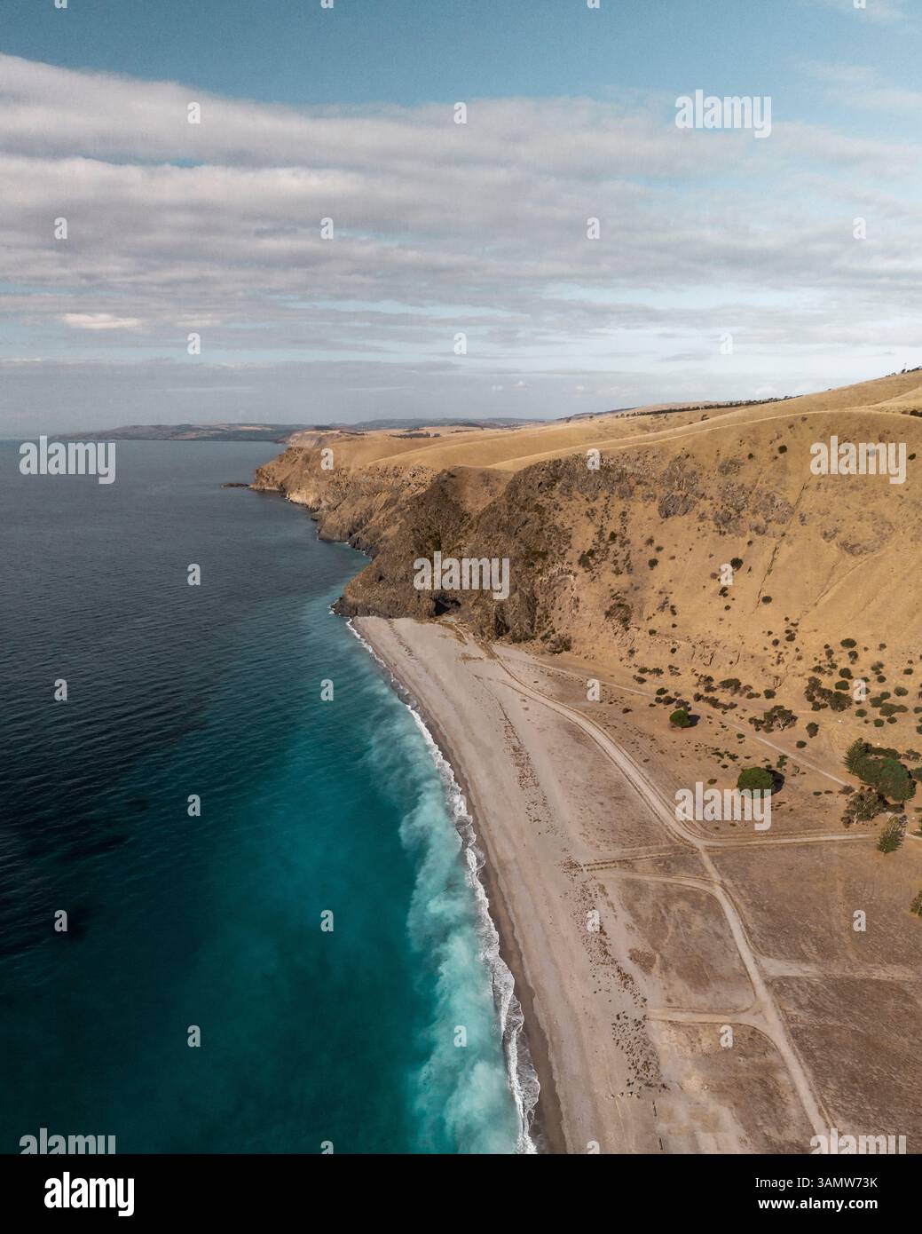 Aerial view of the beach and coast in Rapid Bay facing St, Vincent Gulf ...