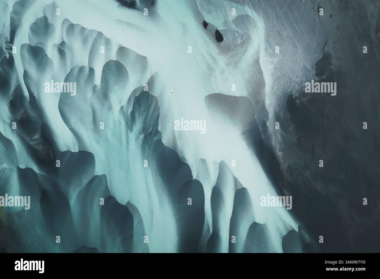 Aerial view of abstract ice rivers in Iceland Stock Photo - Alamy