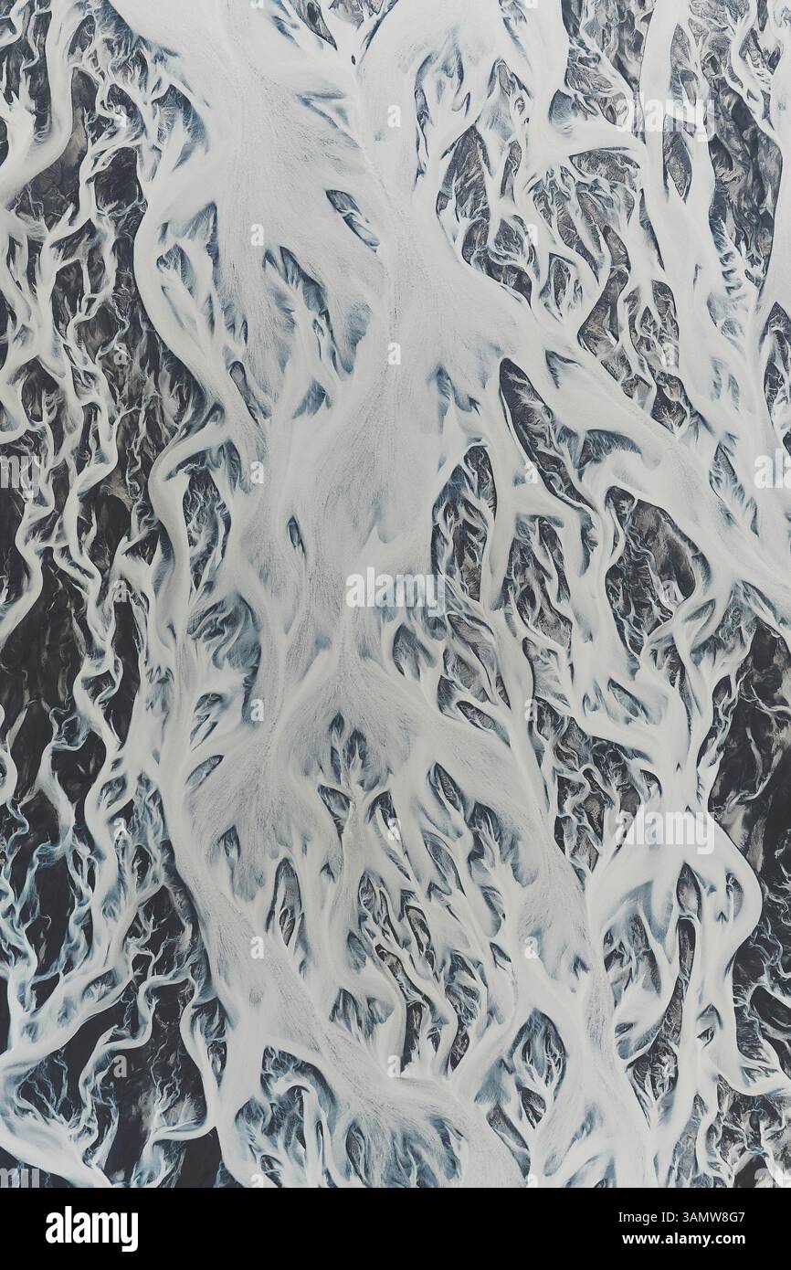 Aerial view of abstract ice rivers in Iceland Stock Photo - Alamy