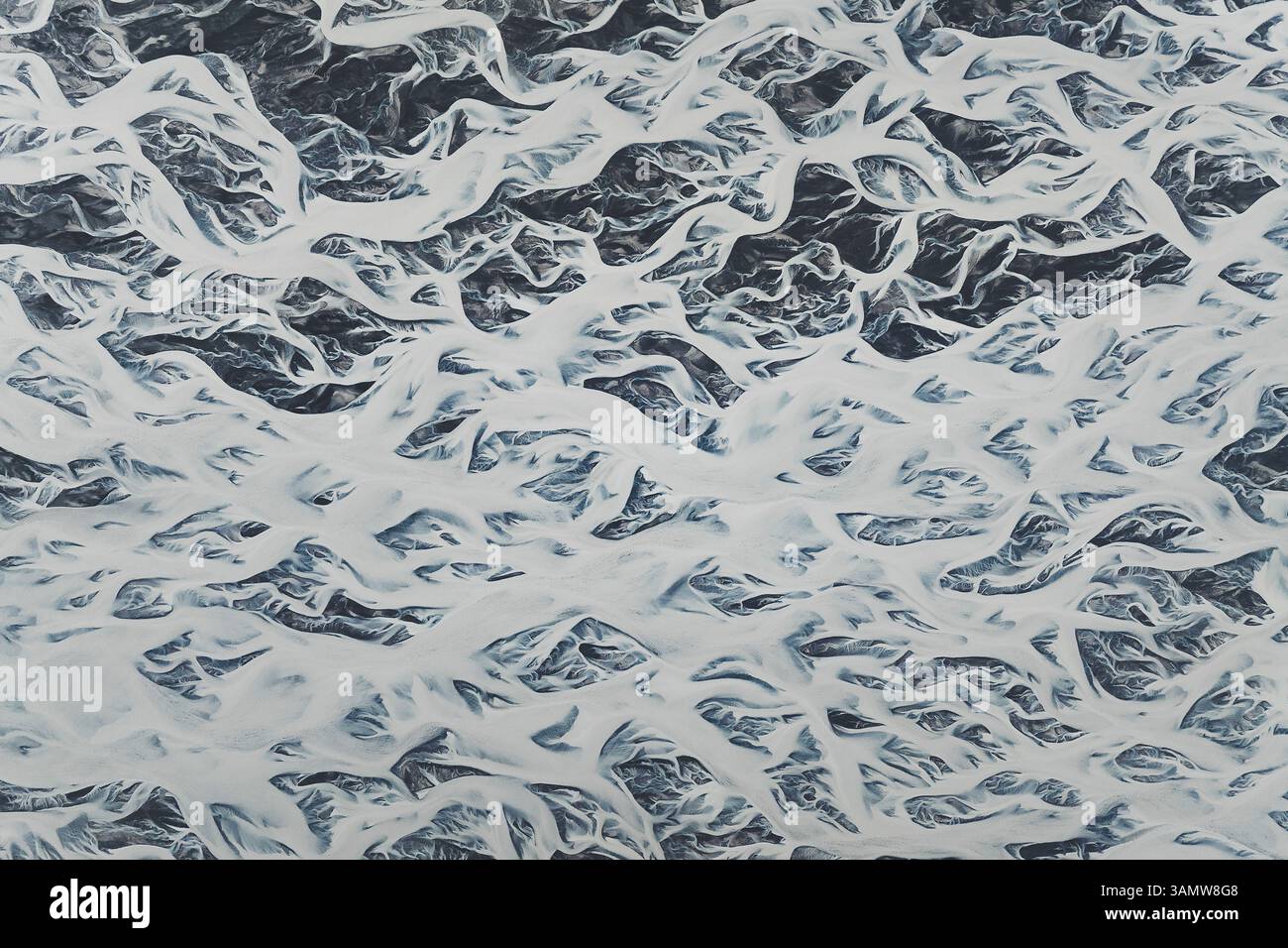 Aerial view of abstract ice rivers in Iceland Stock Photo - Alamy