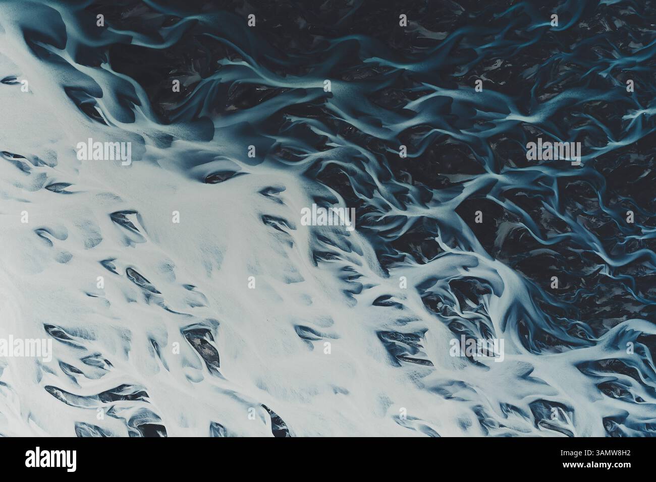 Aerial view of abstract ice rivers in Iceland Stock Photo - Alamy