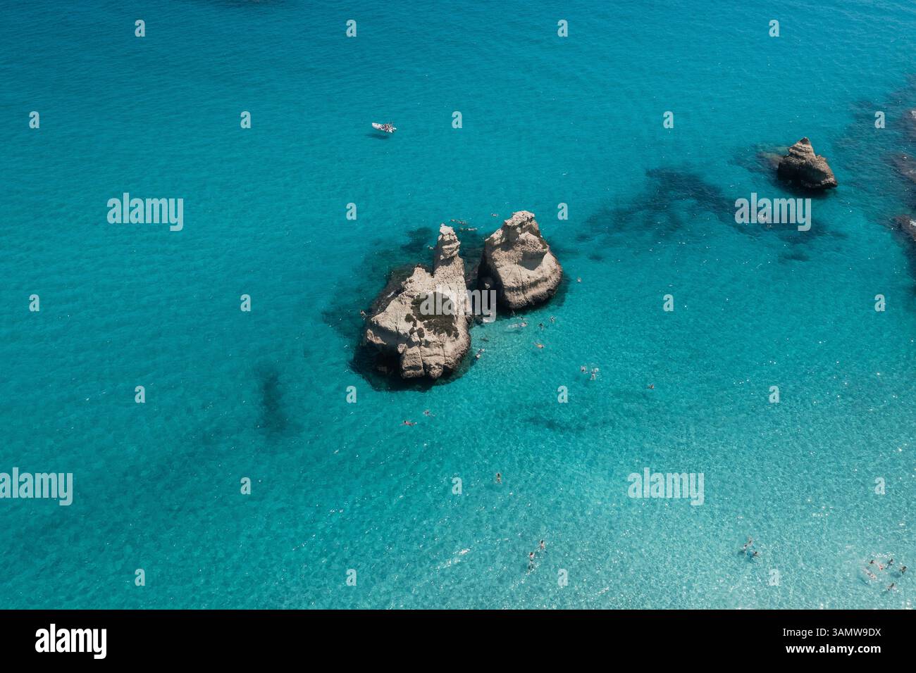 Aerial view of Le Due Sorelle rocks, Torre dell'Orso, Puglia Stock ...