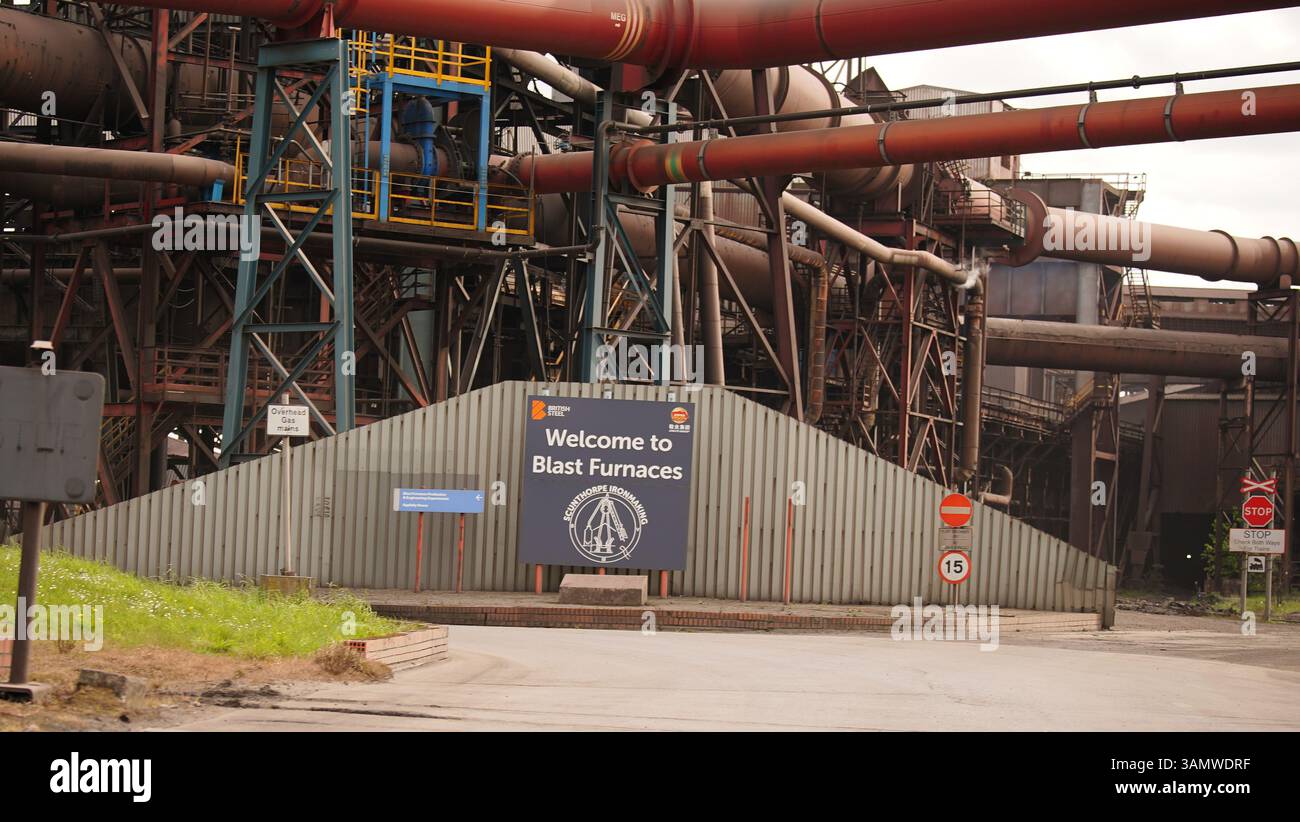 A general view of blast furnaces at the British Steel site in ...