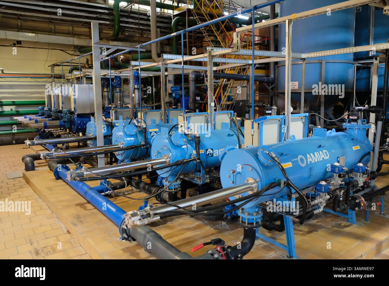 Metal structures around the ore processing plant. General view of the ...