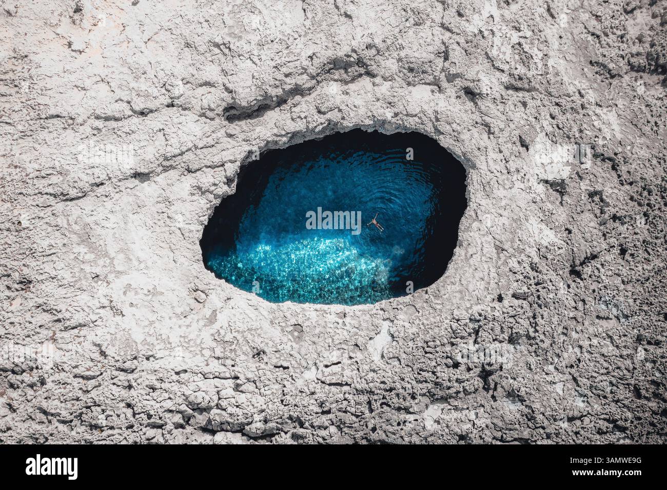 Aerial view of Coral Lagoon natural rock pool, Malta Stock Photo - Alamy