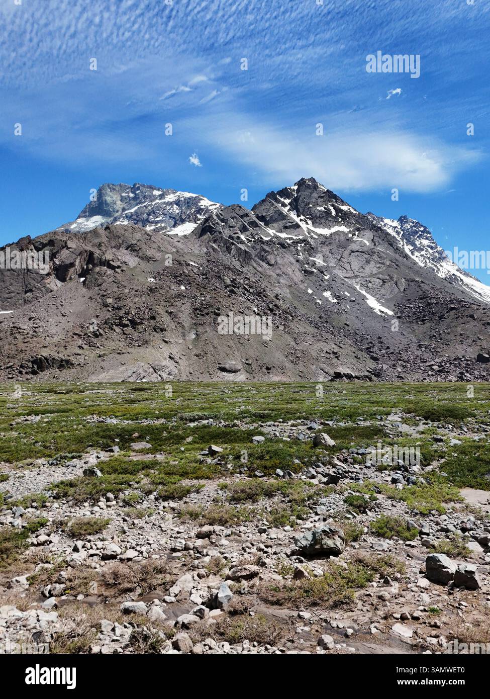 Aerial view of majestic Andes mountains with rugged terrain and ...