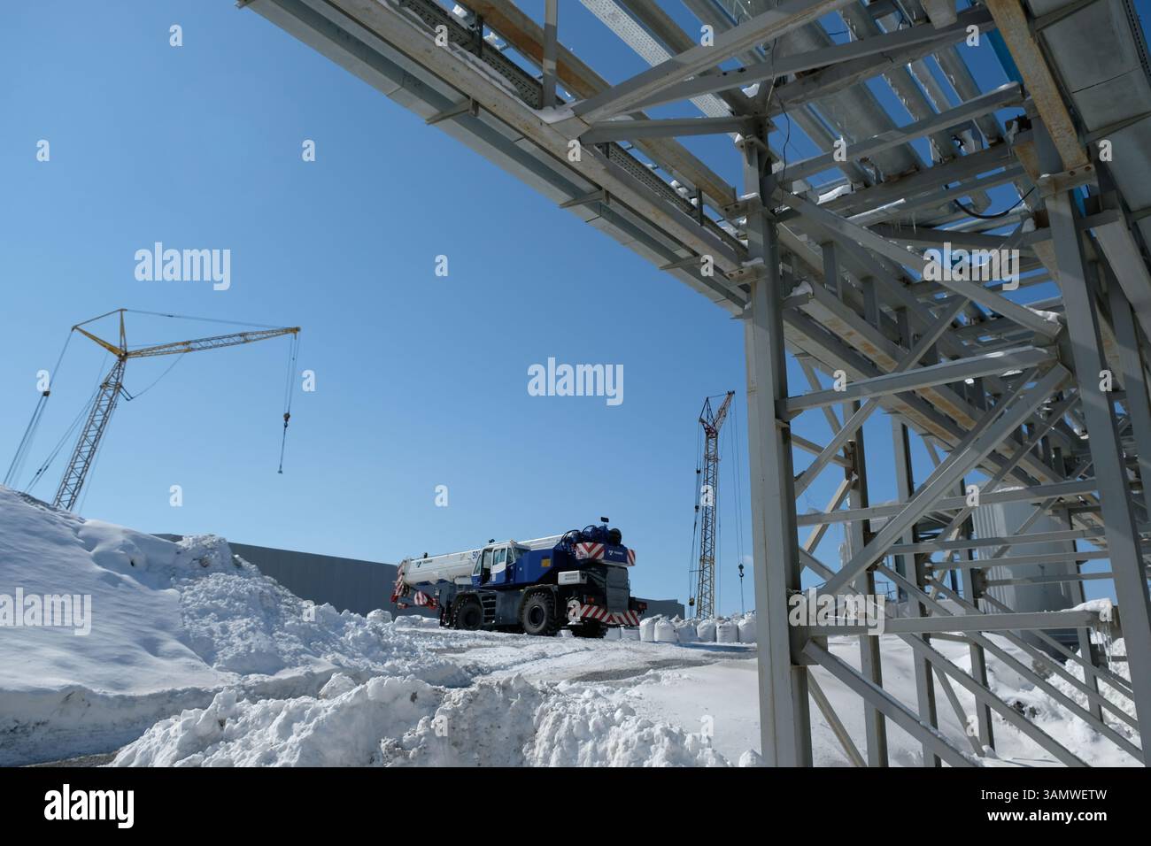 Metal structures around the ore processing plant. General view of the ...