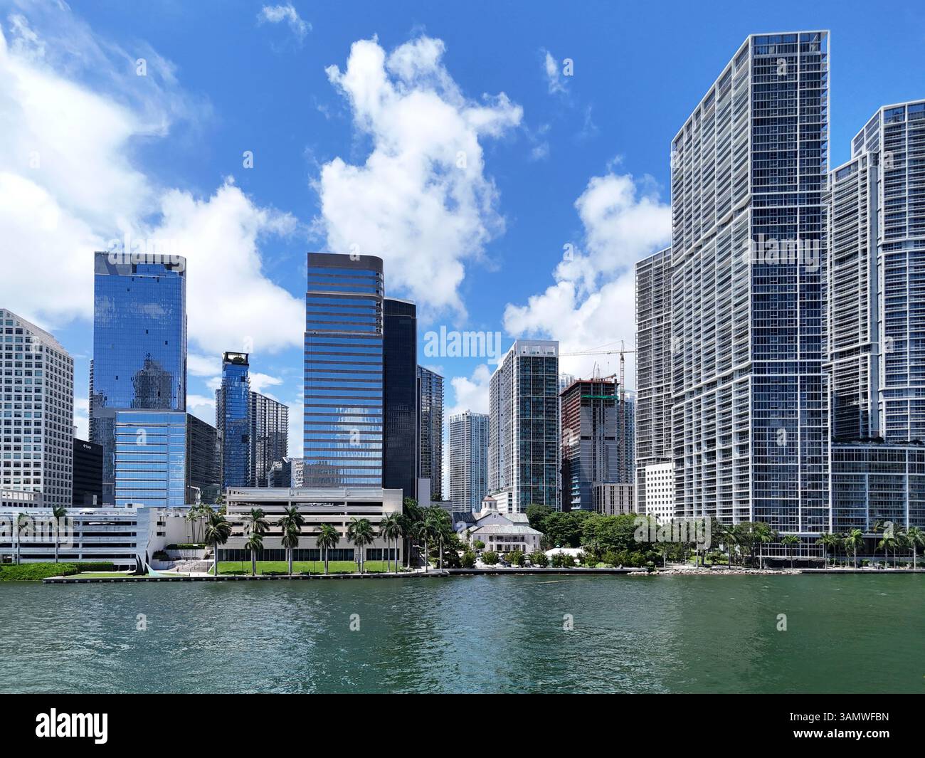 Aerial view of breathtaking skyscrapers and waterfront with a modern ...
