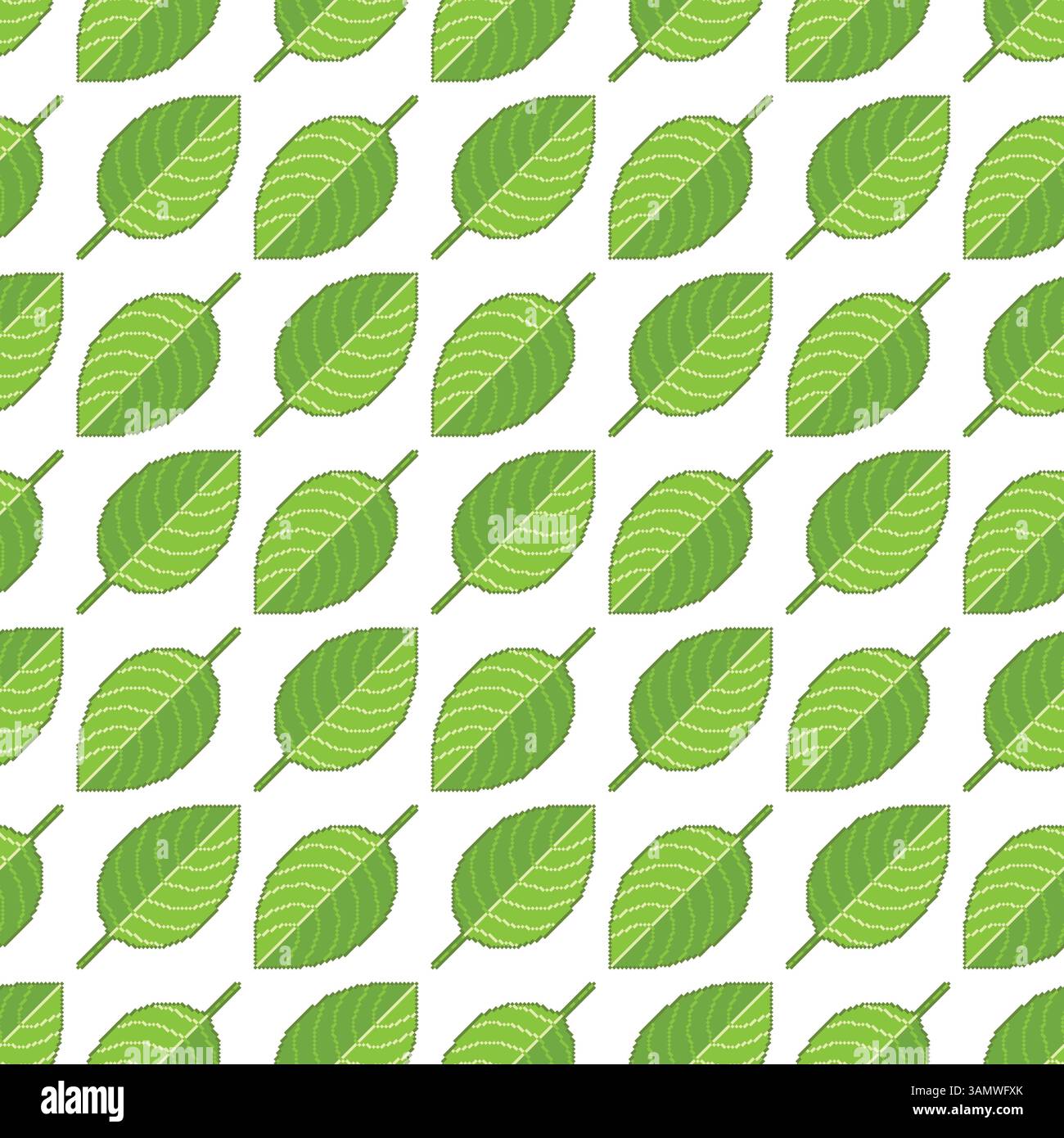 Pixel leaf seamless pattern. Vector eco background pixel art for 8-bit ...