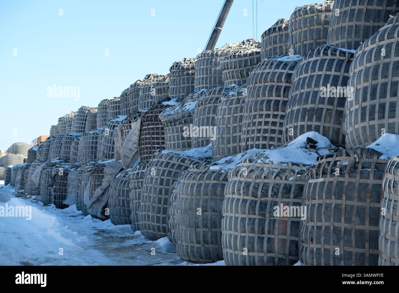 Huge bags of raw materials for processing and alloy at the ...