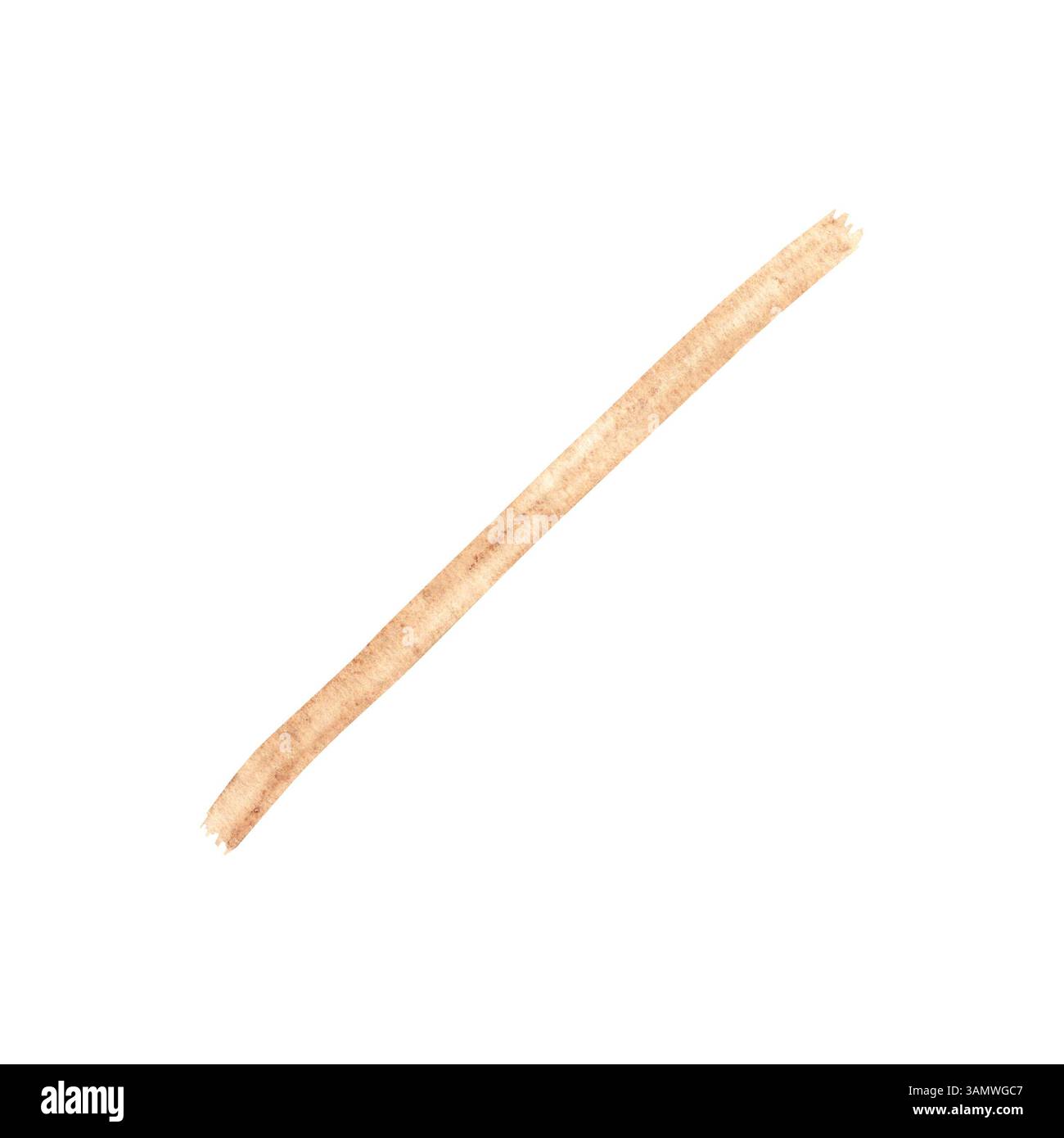 Old Wooden Stick isolated on a white background. Watercolor ...