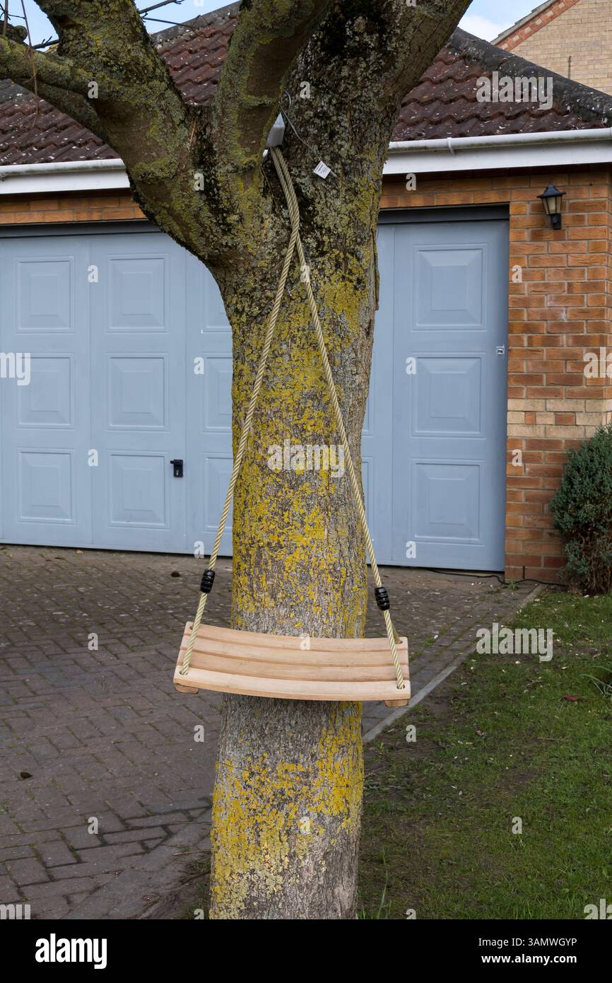 Childs swing attached to tree Stock Photo - Alamy