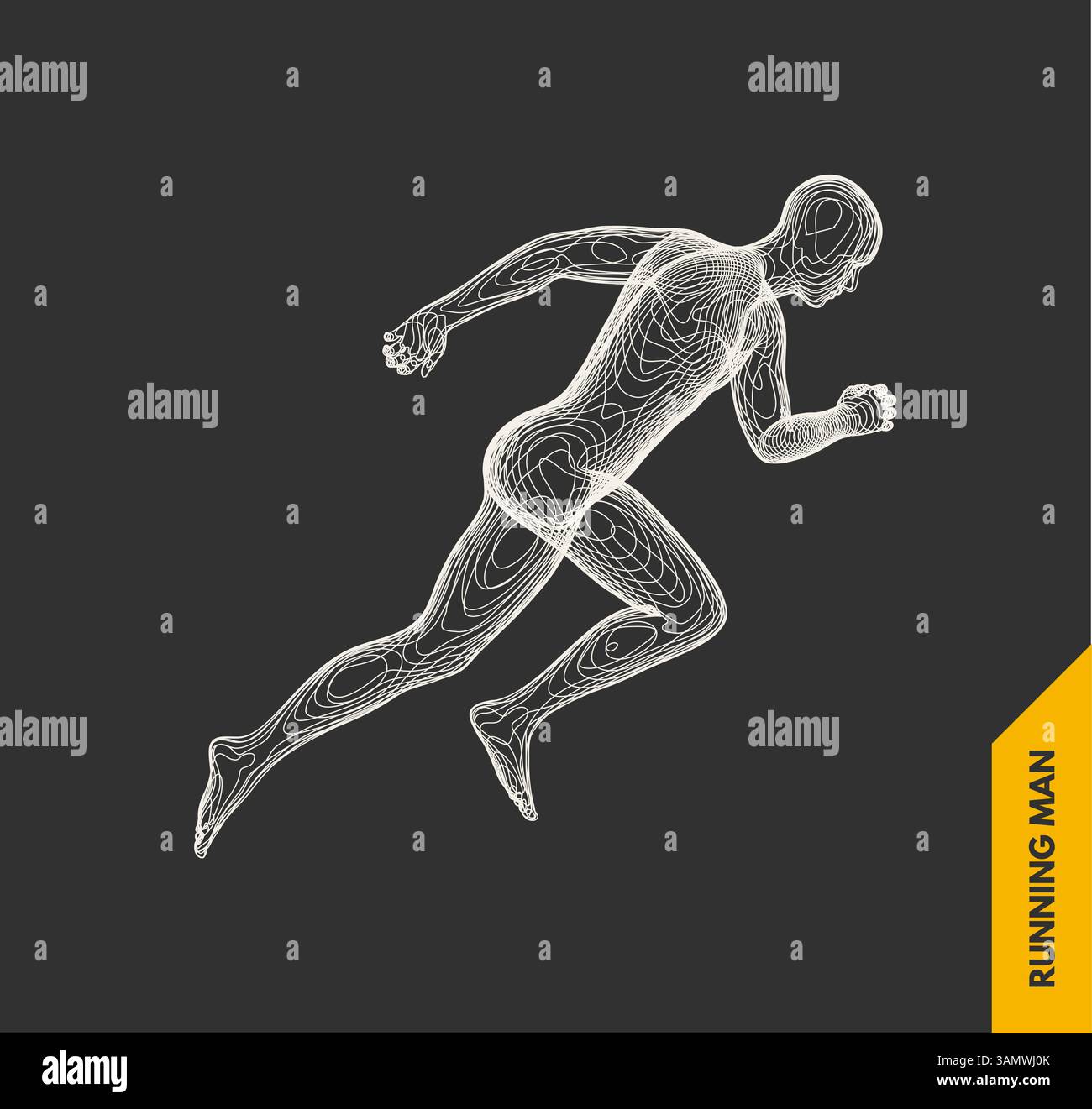 3d running man. Design for sport, business, science and technology. Vector illustration. Human ...