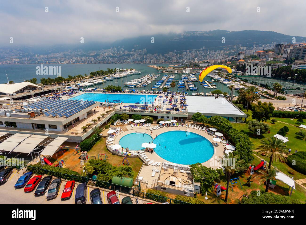 Aerial view of a luxury hotel with swimming pool, Jounieh, Beirut, Lebanon Stock Photo - Alamy