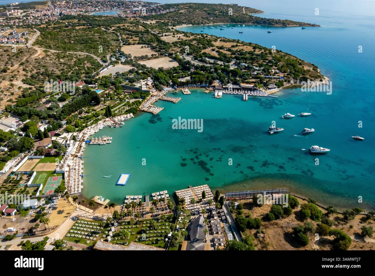 Aerial view of Aya Yorgi Bay, Cesme, Izmir, Turkey Stock Photo - Alamy