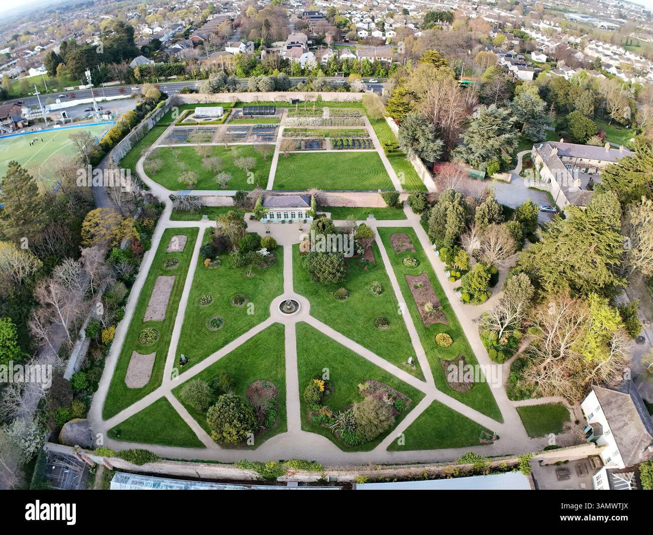 Dublin, Ireland - 8th April 2025 - Aerial image of the Walled Garden in ...
