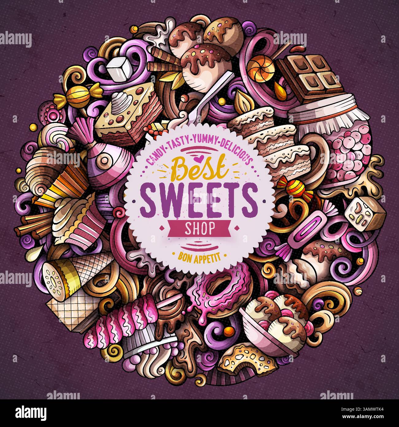 Sweet food cartoon vector doodle illustration Stock Vector Image & Art ...