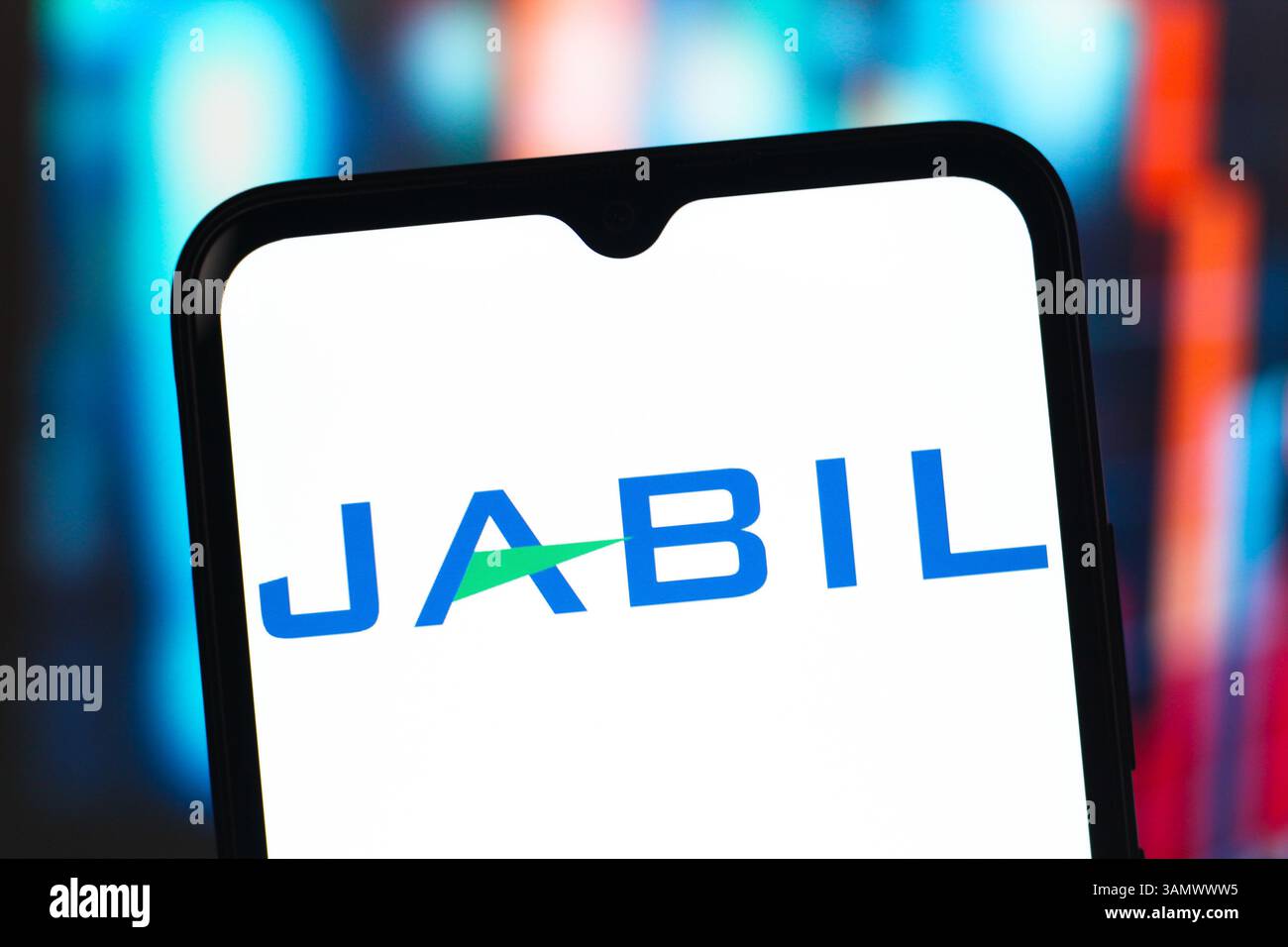 In this photo illustration, the Jabil logo is seen displayed on a ...