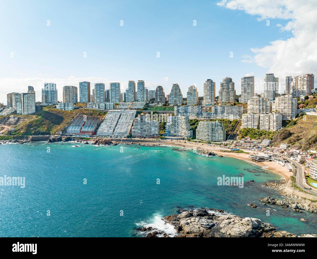 Aerial View Of Modern Luxury Seaside Apartment Buildings At Playa ...