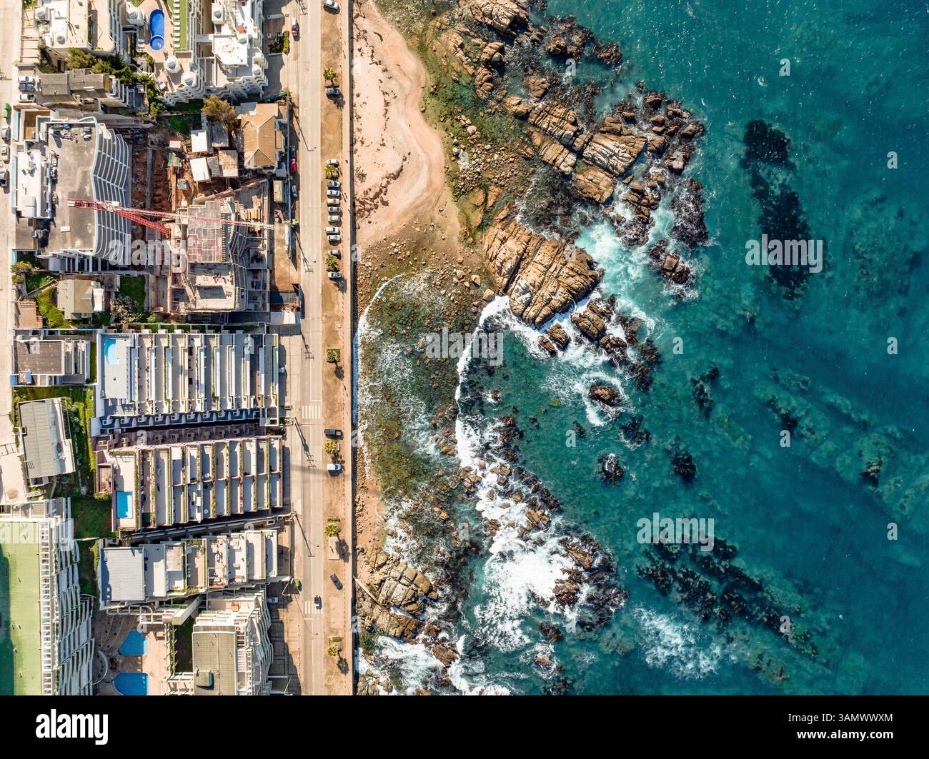 Aerial Top Down View Of Modern Luxury Seaside Apartment Buildings And ...