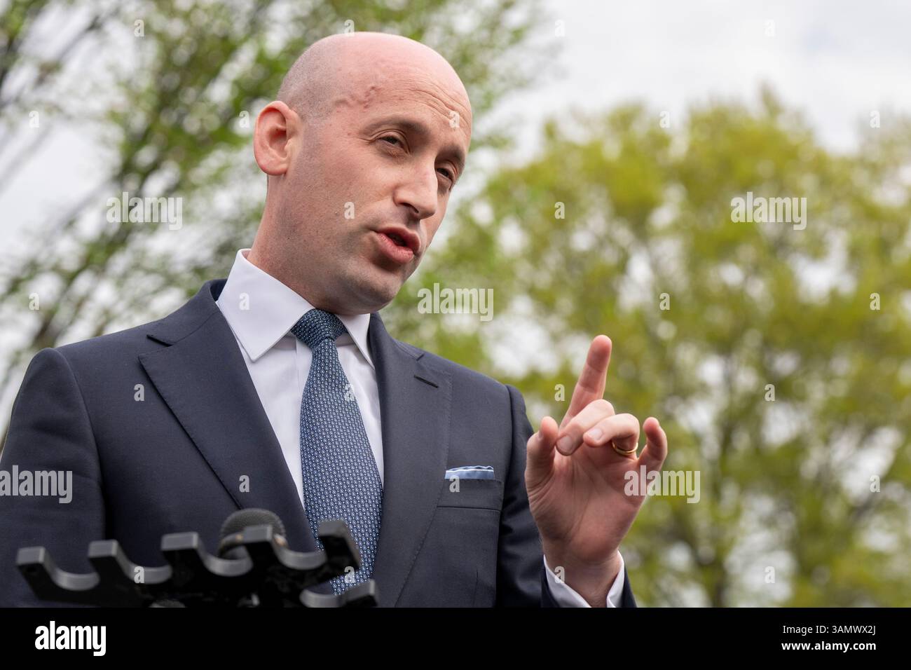 White House Deputy Chief of Staff Stephen Miller speaks to reporters in ...