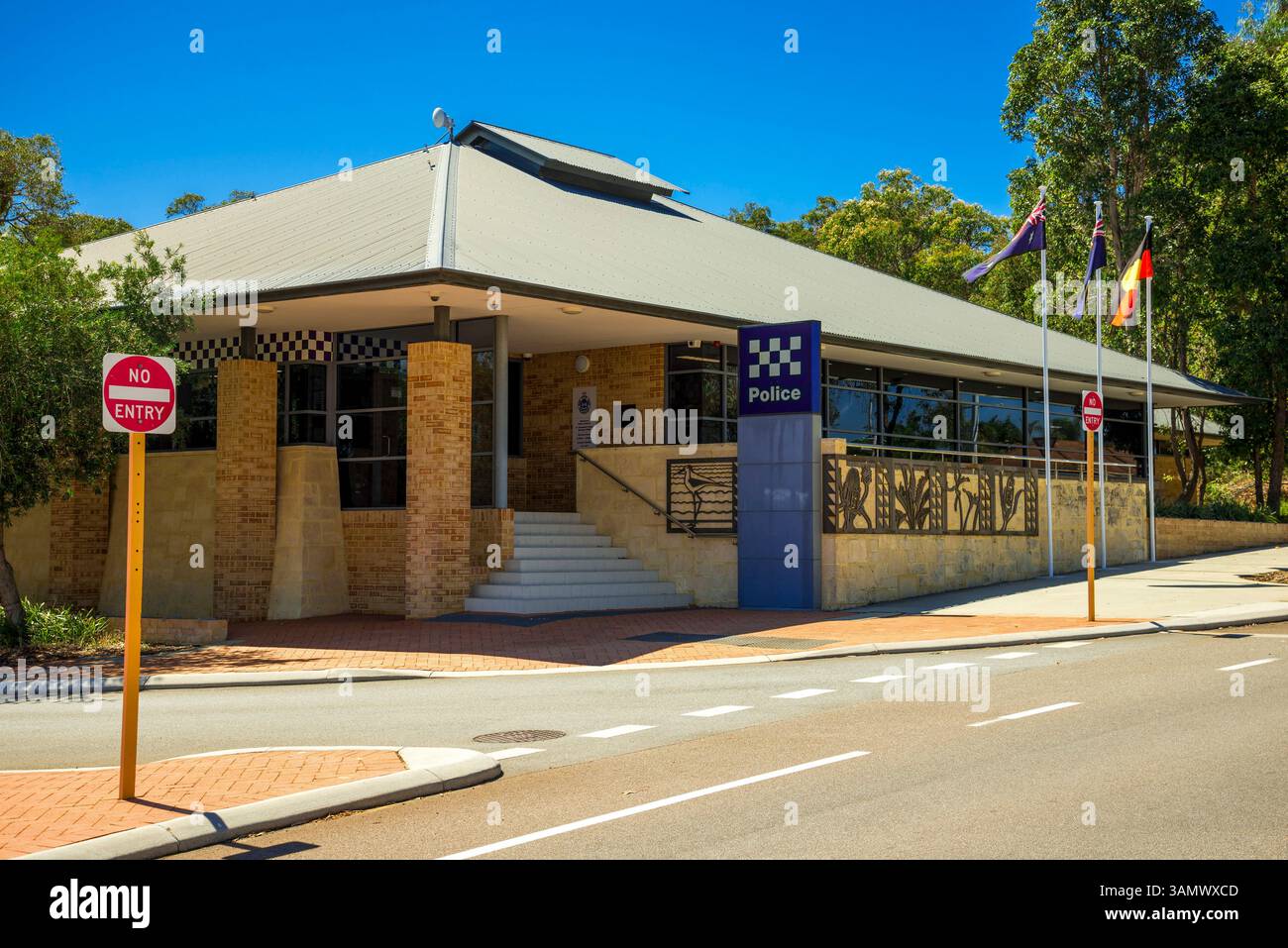 Local Police Station Building with Australian Flags Outside, Wanneroo ...