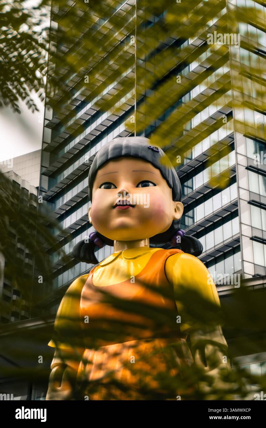 Kuala Lumpur, Malaysia: Low Angle View of Squid Game Doll Statue Amidst ...