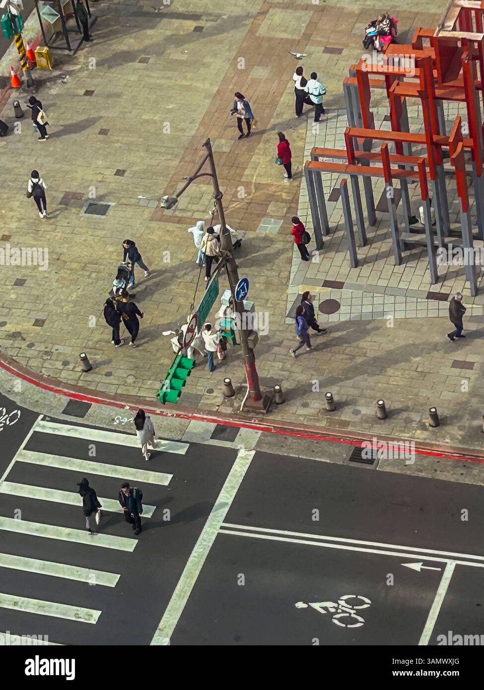 Taipei, Taiwan, High Angle, Crowd People, Modern Sculpture, Public Art ...