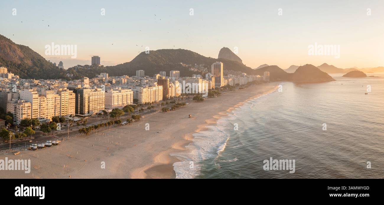 Panoramic Aerial View Of Copacabana Beachfront And Sugarloaf Mountain ...