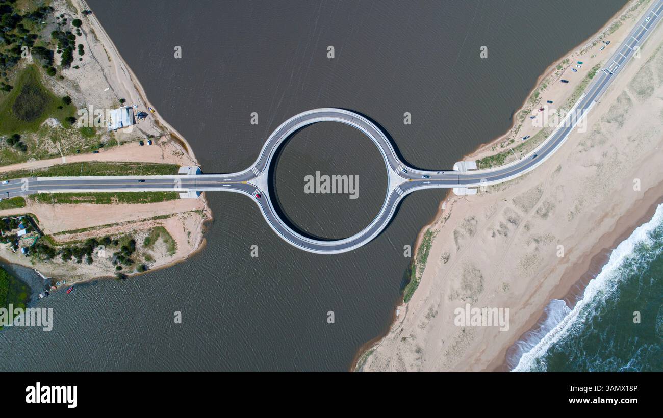 Aerial view of Garzon Lake Bridge, Maldonado, Uruguay Stock Photo - Alamy