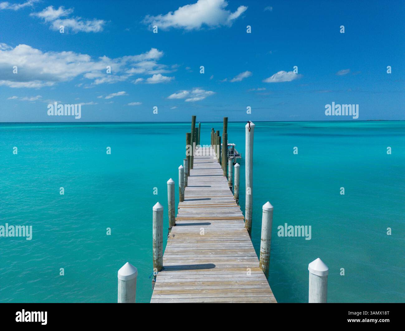Aerial view of beautiful beach with pier on Rose Island, Nassau, The ...
