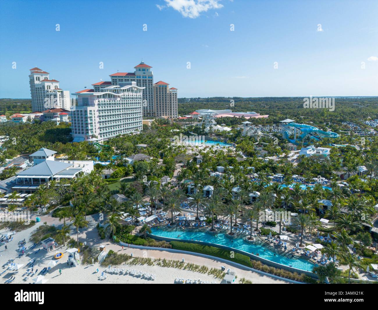 Aerial view of Baha Mar hotel and water park, Delaporte Point, Nassau ...