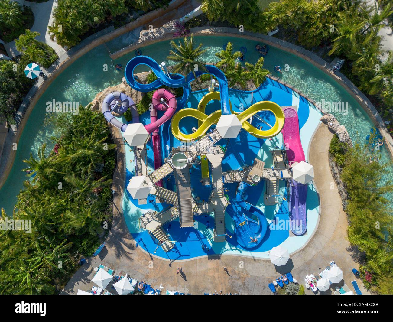 Aerial view of fun waterpark shapes, Delaporte Point, Nassau, The ...