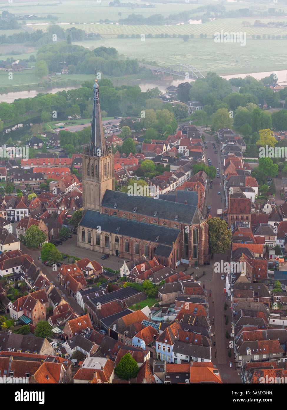 Aerial view of the picturesque town with historic architecture ...