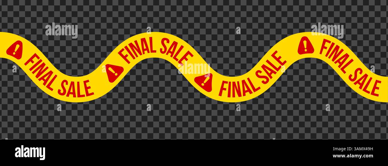 Final sale ribbon with warning sign, waving shape, bright attention ...