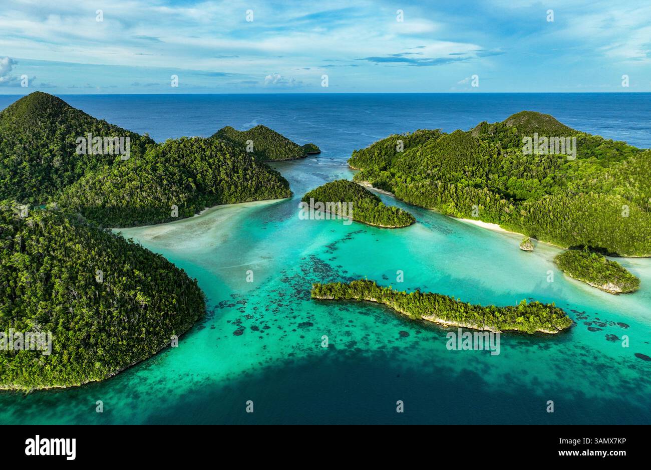 Aerial view of beautiful tropical islands and turquoise lagoon with ...