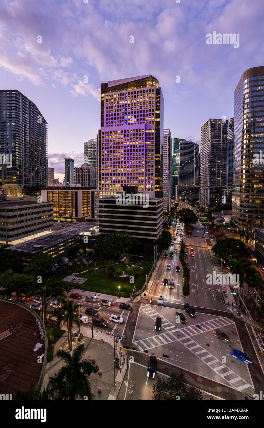 Aerial view of vibrant Brickell skyline with modern skyscrapers and ...