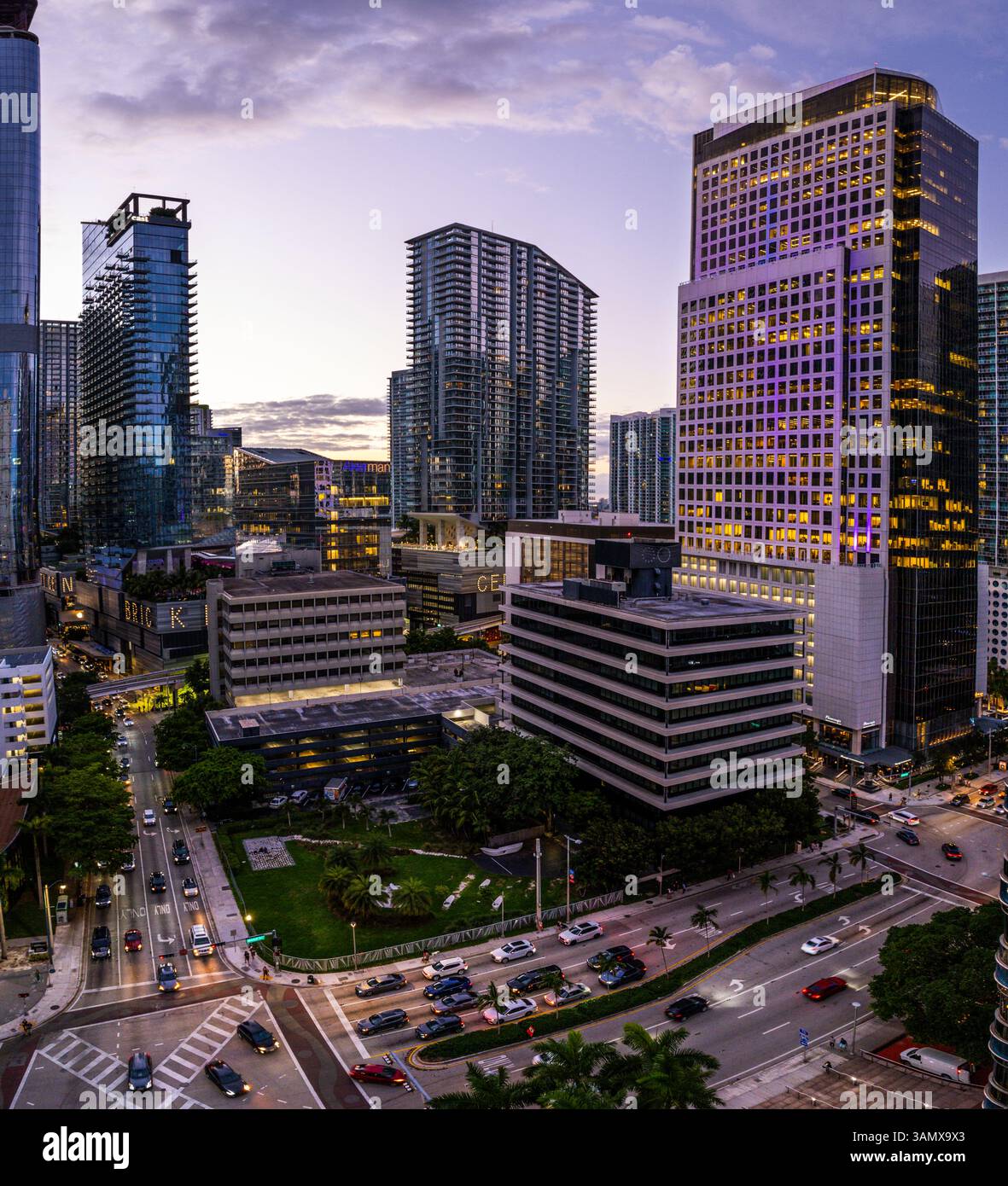 Miami, Usa - 05 October 2022: Aerial view of vibrant downtown Brickell ...