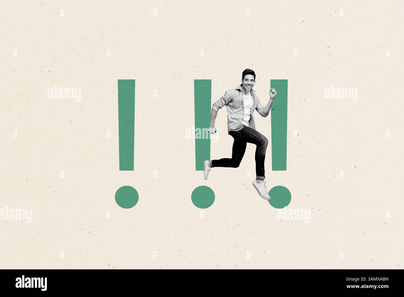 Poster art collage of person with exclamation mark pastel background ...