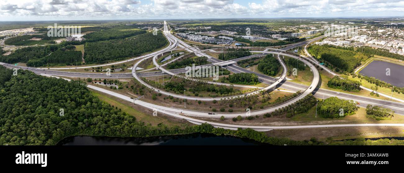 Aerial view of Turbine Interchange in urban Jacksonville, Florida ...